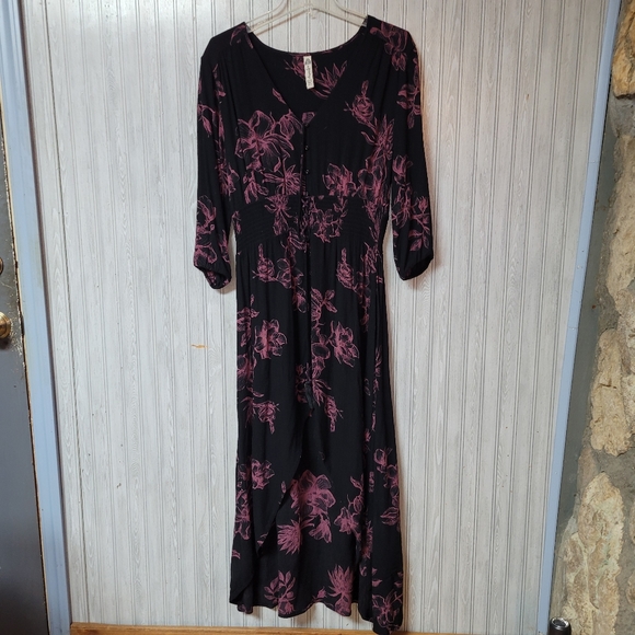 American Rag | Dresses | American Rag Purple Floral Long Sleeve Hi Low ...